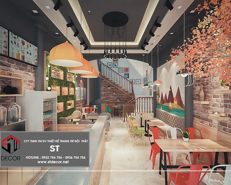 Thiết kế Quán Trà Sữa mang đi KHOA HỌC TINH TẾ và THU HÚT